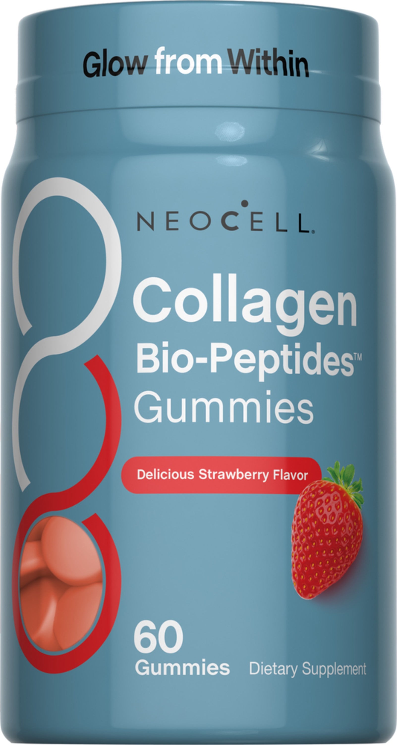 Collagen Bio-Peptide-Gummis Erdbeergeschmack, 60 leckere Gummis – Neocell