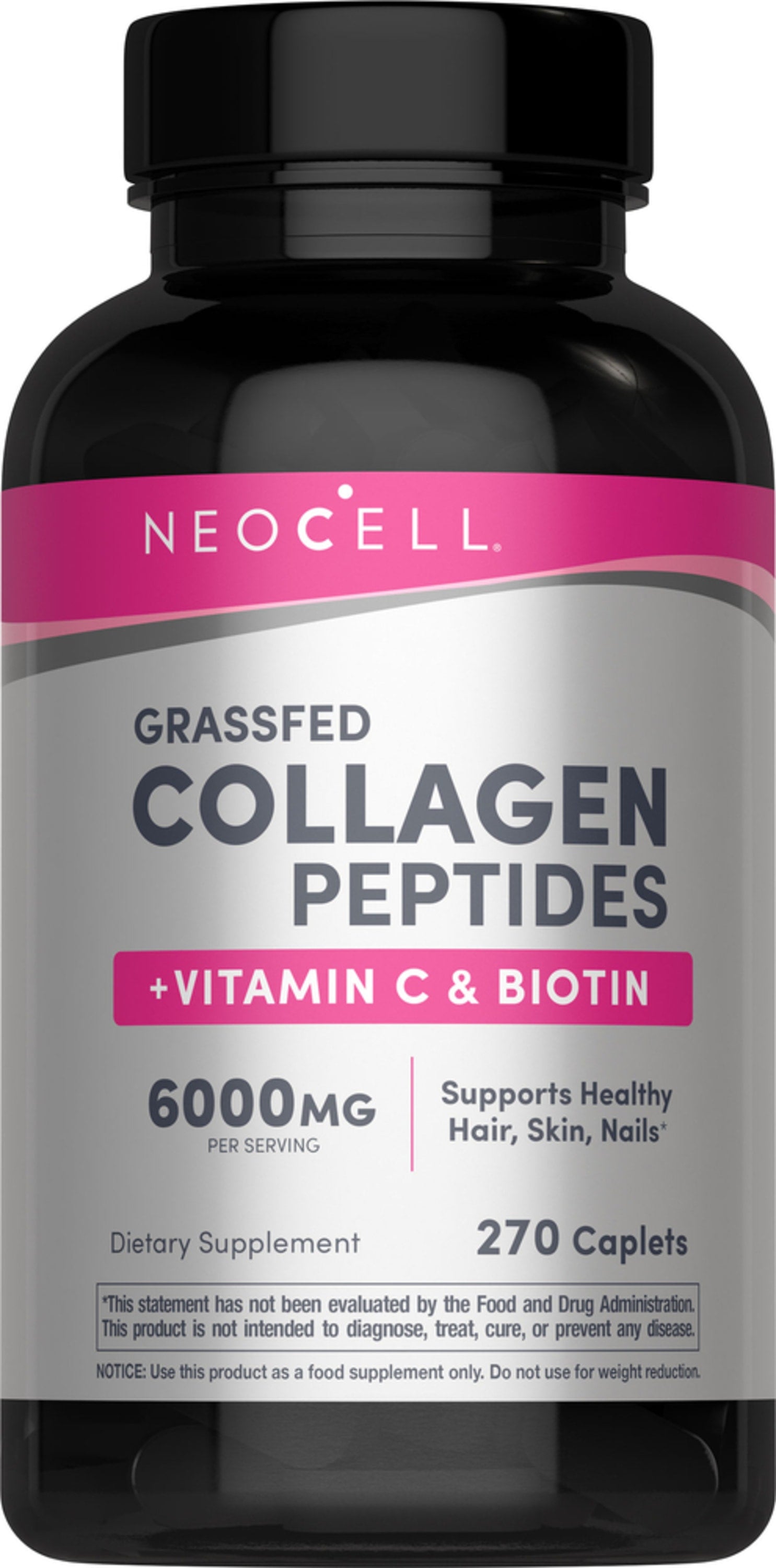 Grassfed Collagen Peptides + C & Biotin, 270 Caplets | NeoCell – Neocell